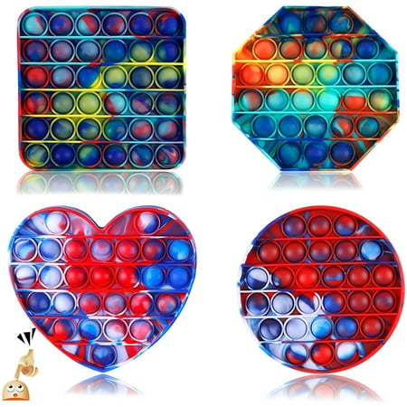 Pop Fidget Sensory Bubble HALO 4 Pack Tie Dye Square Octagon Heart ...
