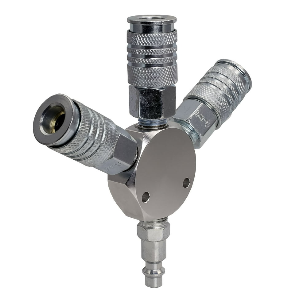 Hyper Tough 3-Way 1/4" Air Manifold with Quick Connect Couplers ...