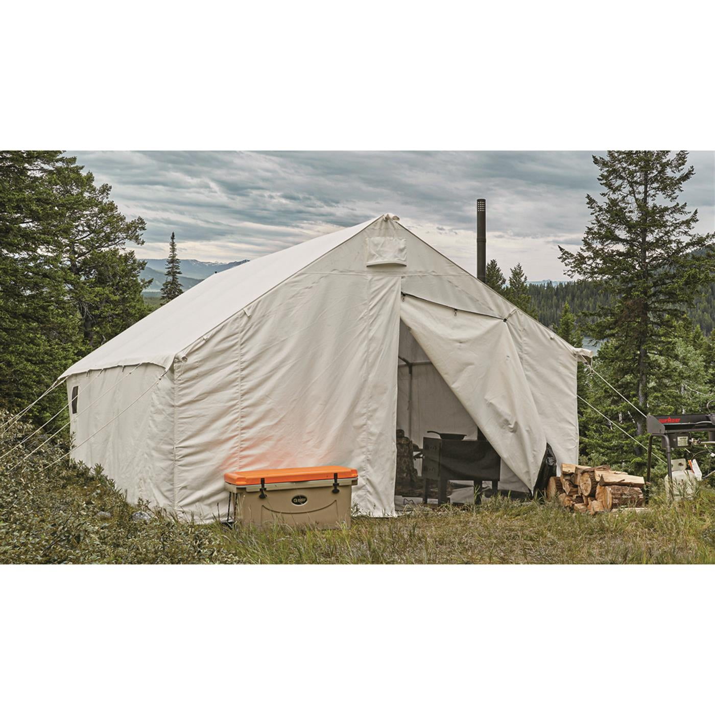 Guide Gear 12x18' Canvas Wall Tent and Frame for Hunting, Outdoor ...