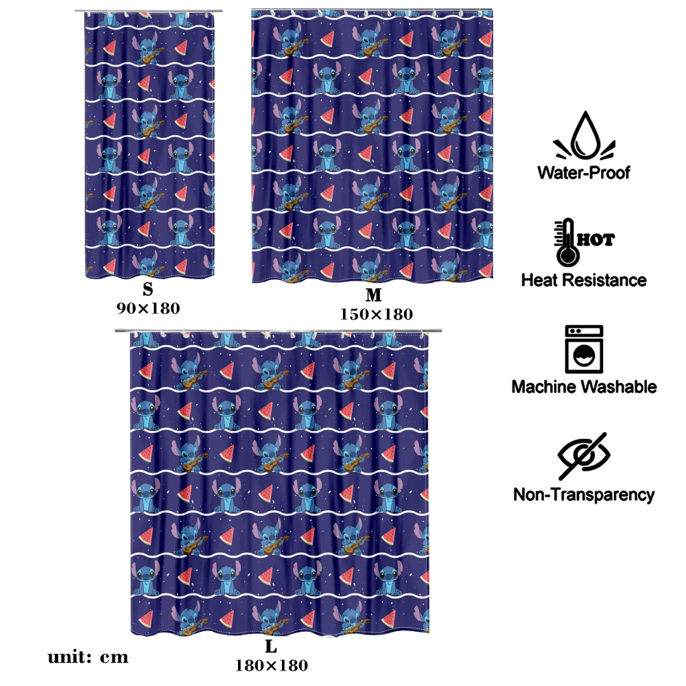 Stitch Shower Curtain Modern Portable Graceful Shower Curtain Liner for ...