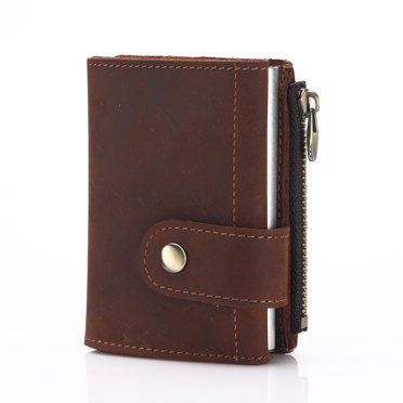 DEFNES Genuine Leather Bifold Wallet for Men with Zippered Security ...