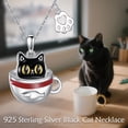 Black Cat in Teacup Necklace Cute 925 Sterling Silver Animal Pendant ...