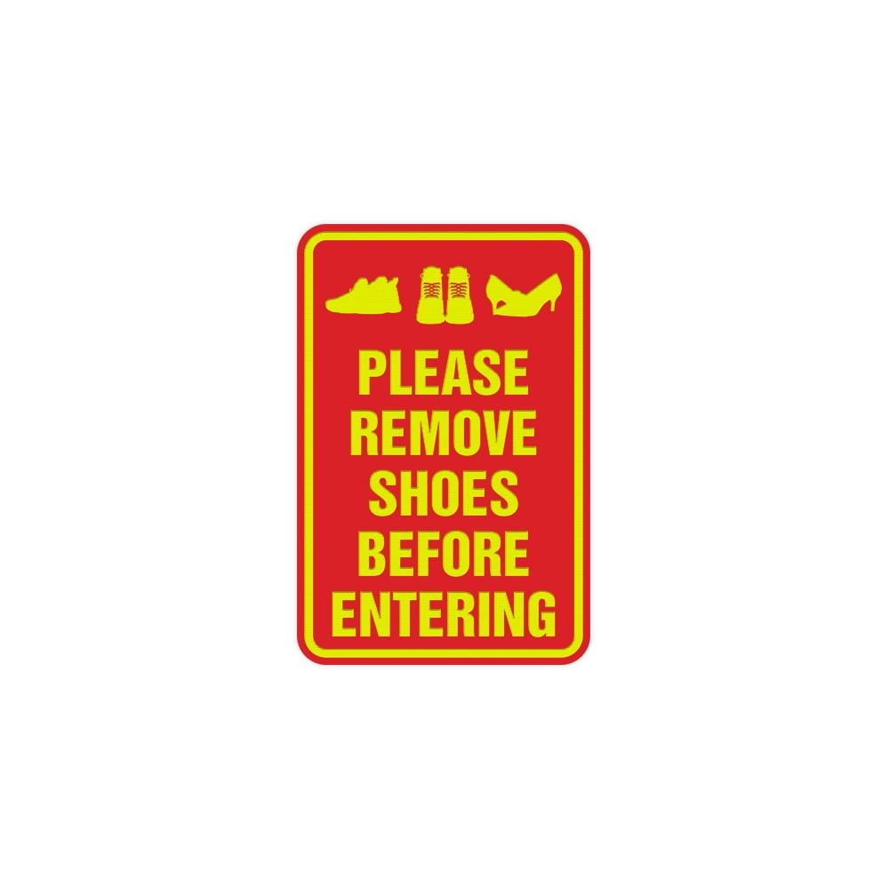 Portrait Round Please Remove Shoes Before Entering Sign (Red/Yellow ...