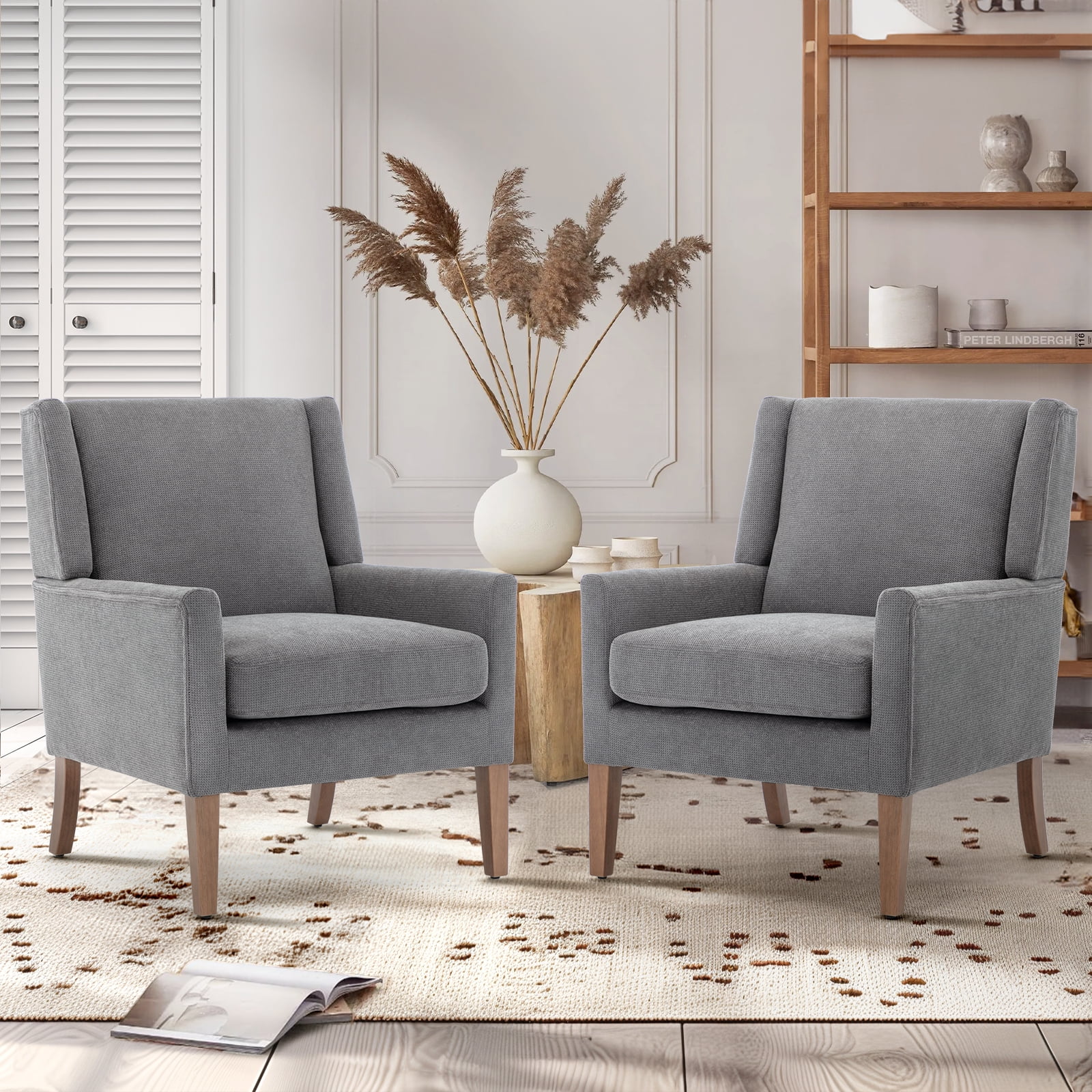 Click here for Malol Modern Accent Chair Set Of 2  Wingback Uphol... prices