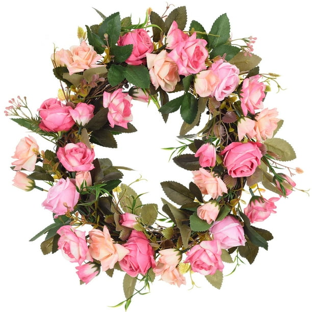 Coolmade 13'' Artificial Rose Flower Wreath, Handmade Fake Rose Door ... Coolmade 13'' Artificial Rose Flower Wreath, Handmade Fake Rose Door ...