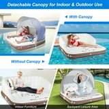 Costway Inflatable Pool Float Lounge with SPF50+ Canopy, Drink Holders ...