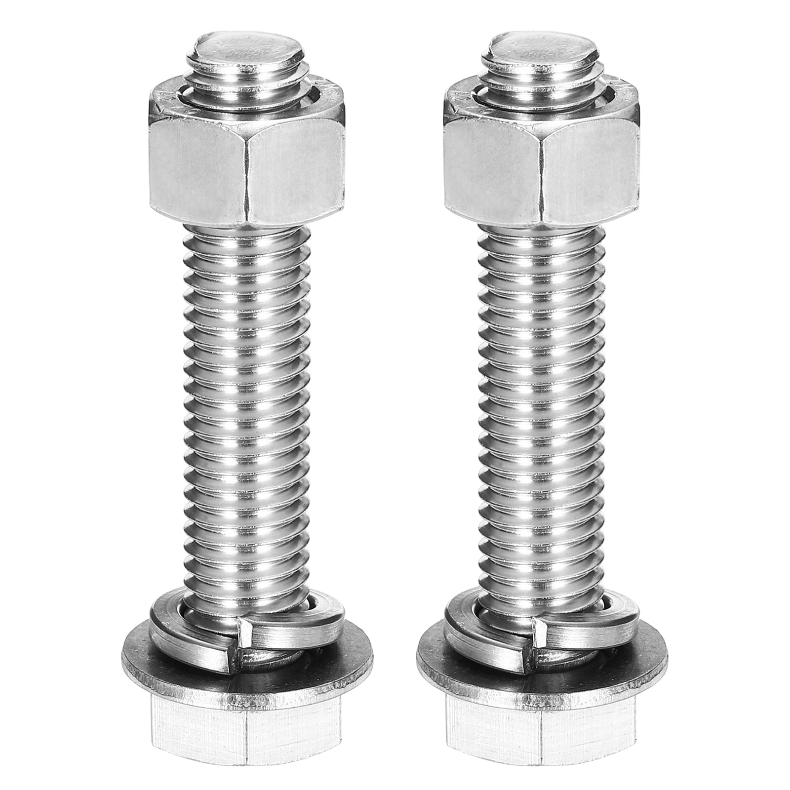 M12 x 60mm 304 Stainless Steel Hex Head Screws Bolts, Nuts, Flat & Lock ...
