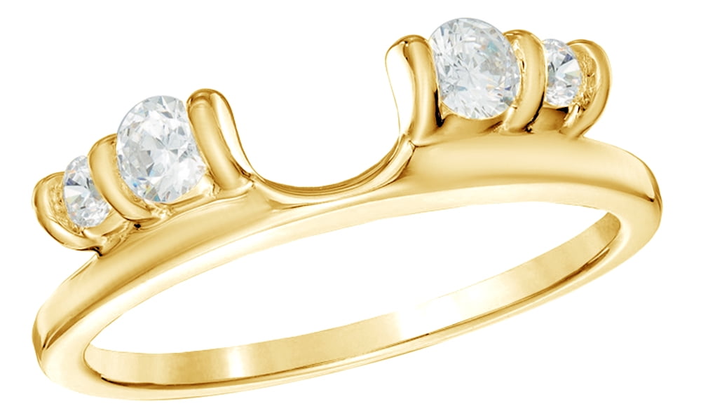 White Natural Diamond Solitaire Enhancer Ring in 10k Yellow Gold (0.33 ...