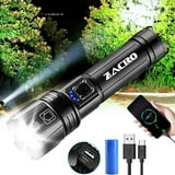 Zacro 100000 High Lumens Rechargeable Flashlight, Super Bright Tactical ...