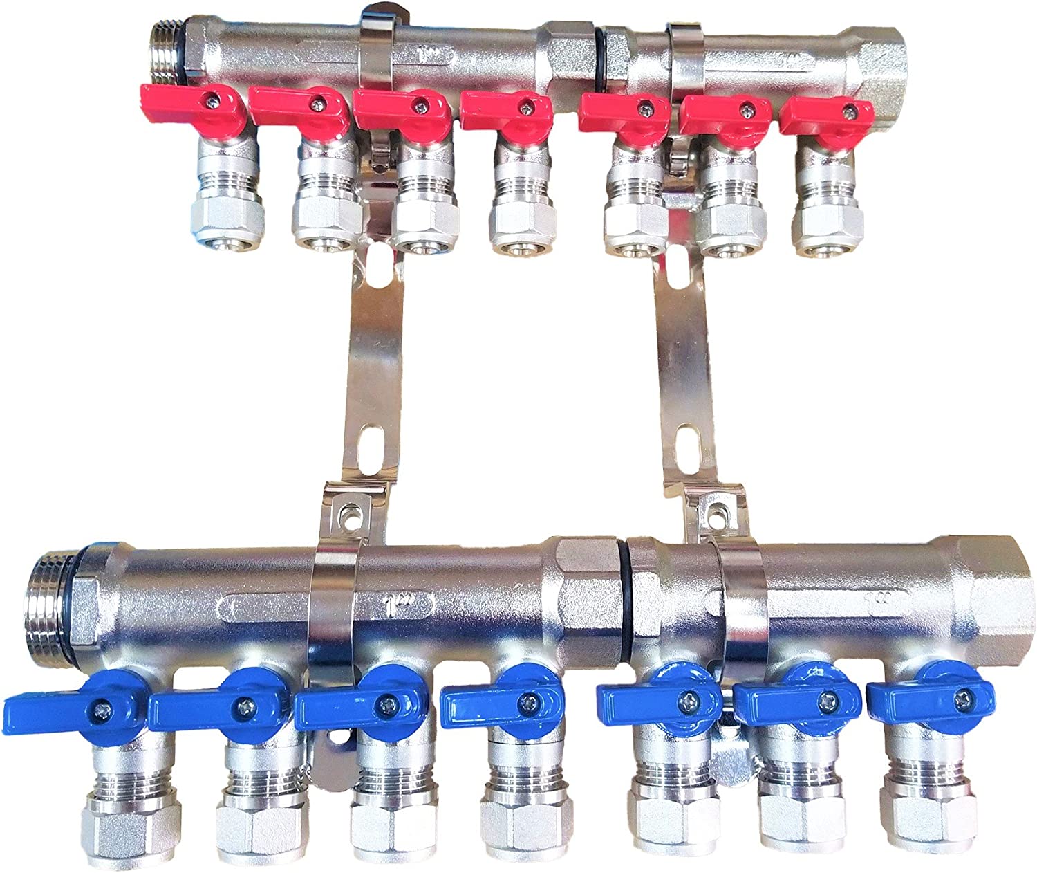DMNI 3/4" Port Ball Valve Brass Pex Manifold - 7 Loops - With Brackets ...