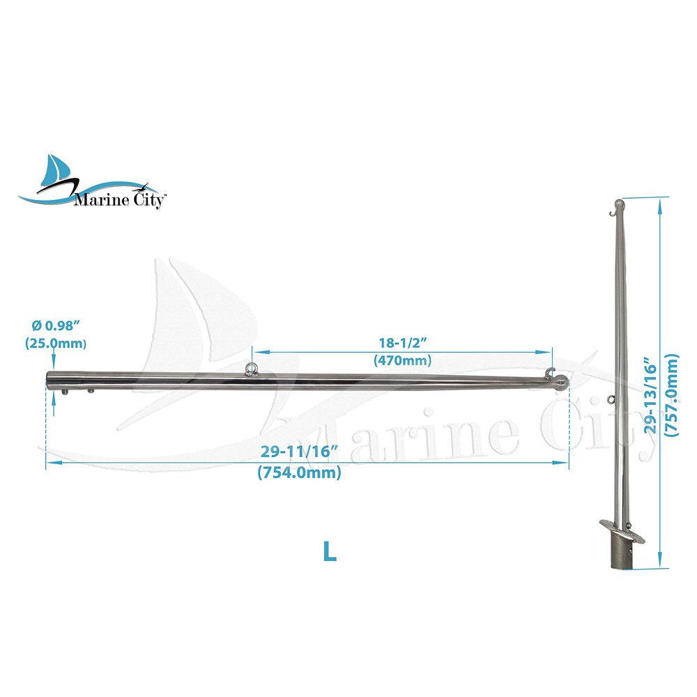 Buy Marine City 30 Stainless Steel Flag Stanchion Pole & Flag Pole Base ...