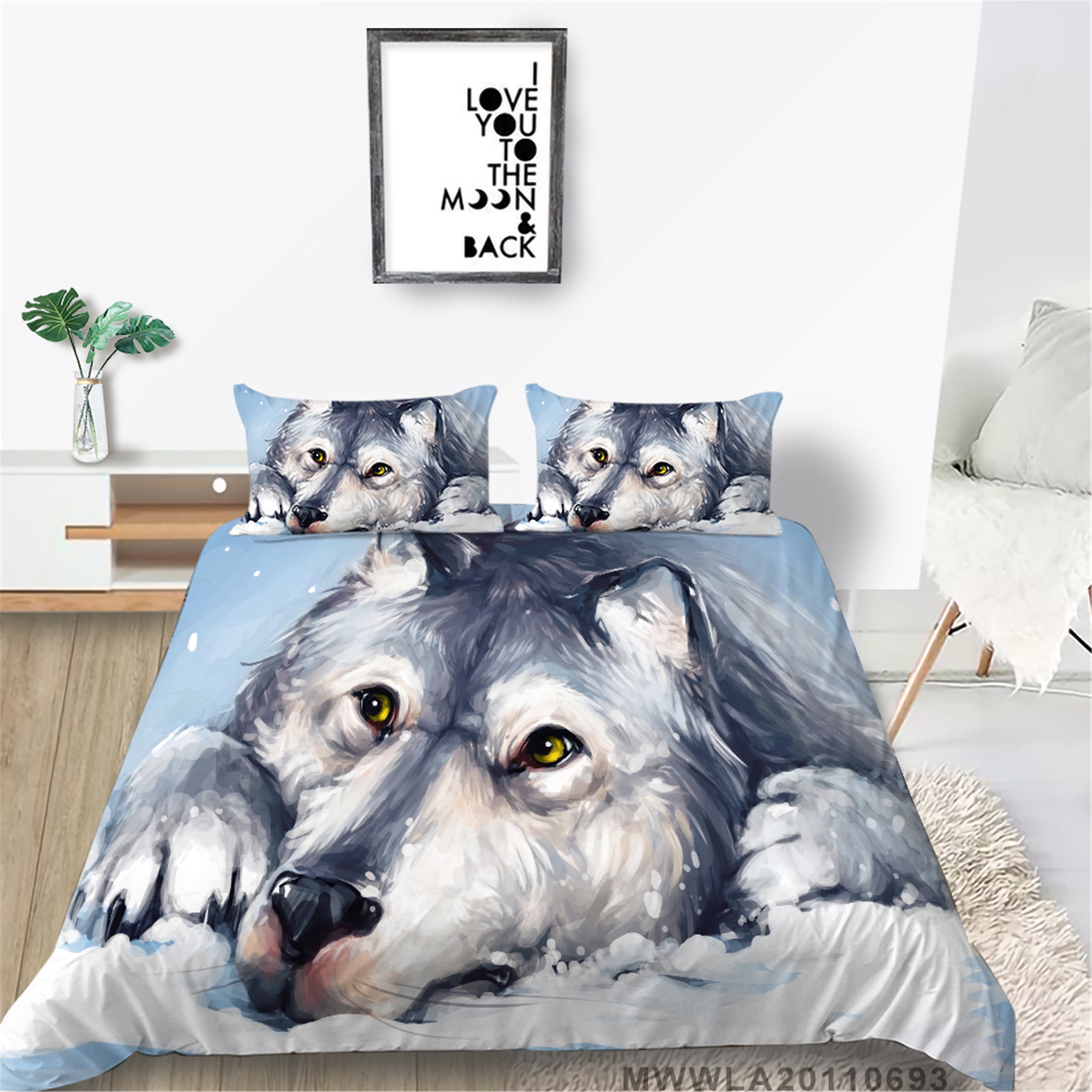 Home Bedclothes Animal Painting Creative Duvet Cover Set 3D Wolf ...