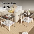 MOONMISS 2 Pack Rectangle End Table, Tempered Glass Top Side Table with ...