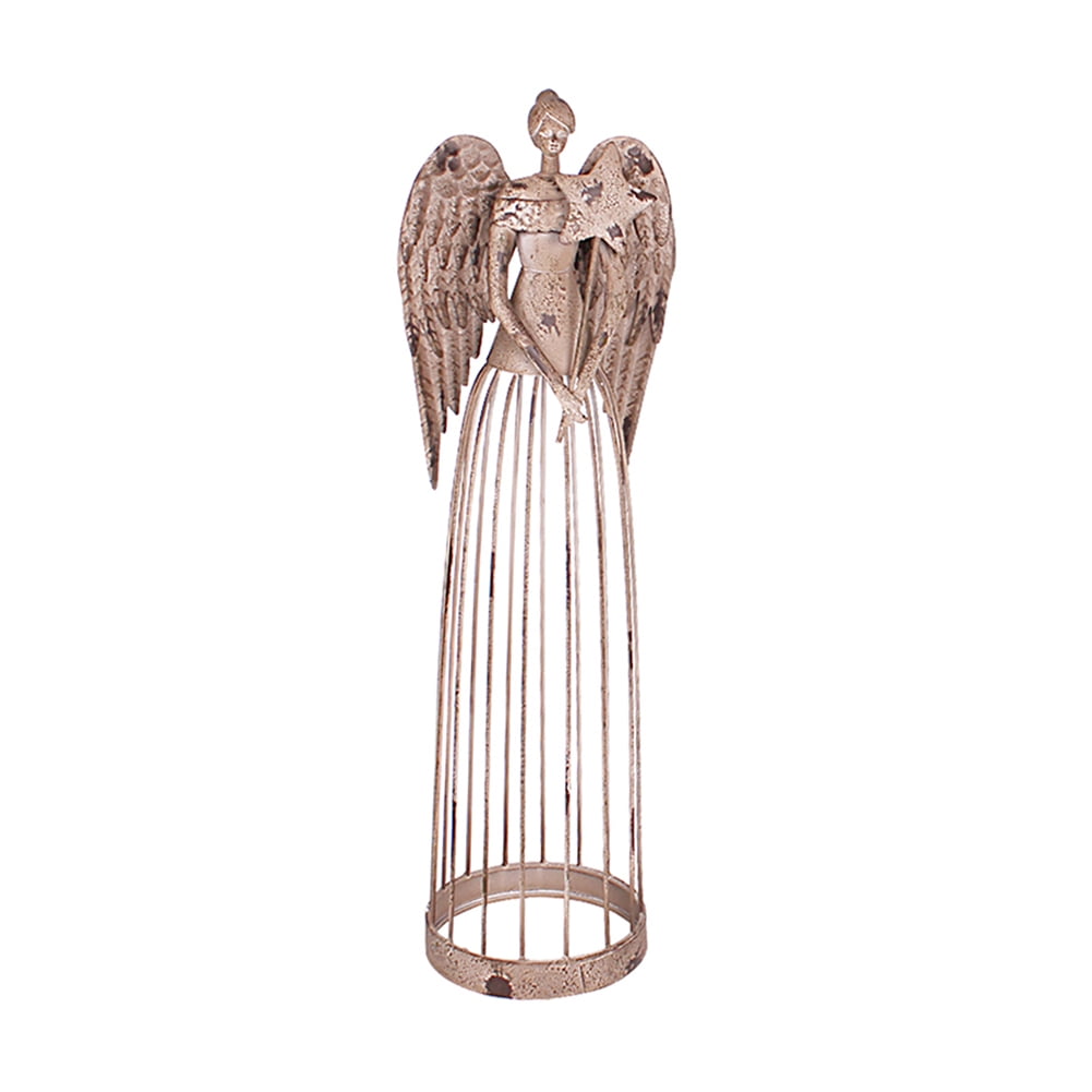 Antique Metal Angel Statue, Distressed Angel Garden Statue Indoor ...