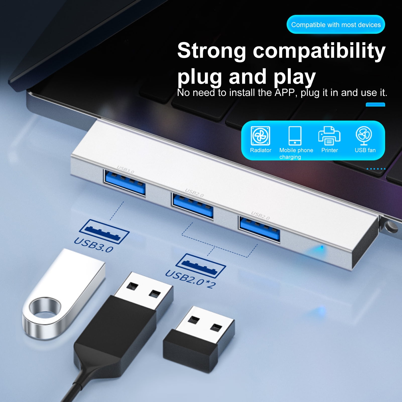 Computer Hub Matte Surface Plug Play Fast Heat Dissipation Stable ...