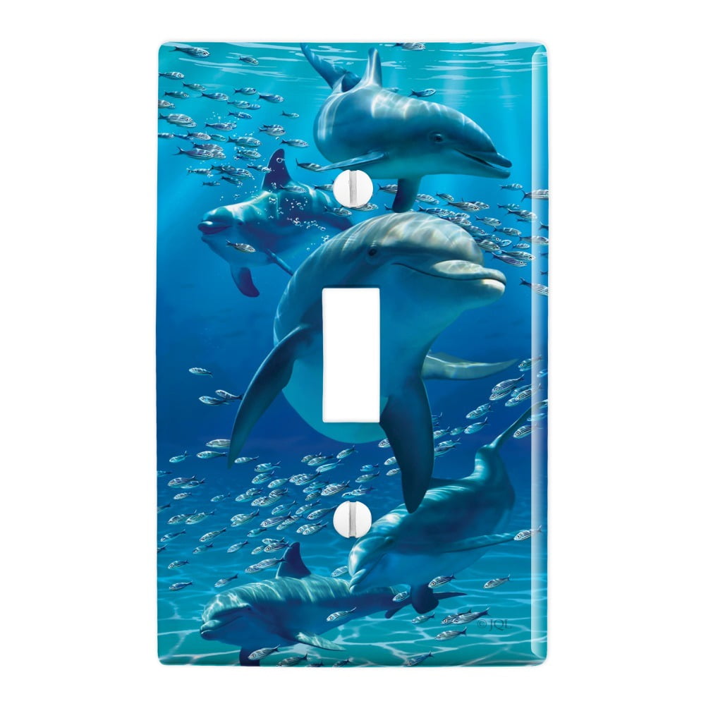 Dolphins Pod Underwater Diving Ocean Plastic Wall Decor Toggle Light ...