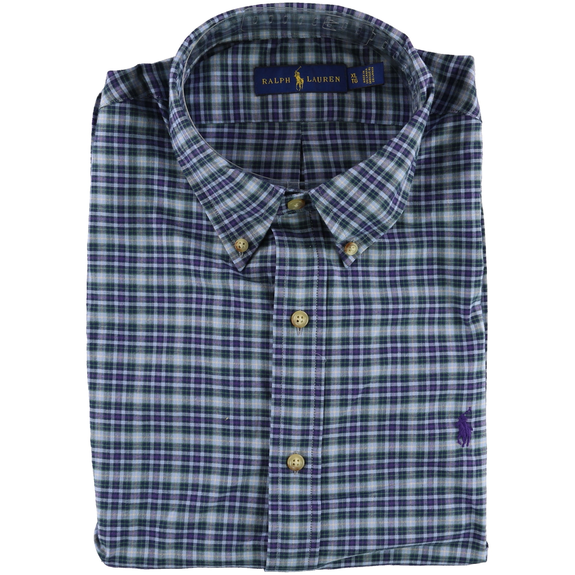 Ralph Lauren Mens Standard Plaid Button Up Shirt bluetan XL - Walmart.com