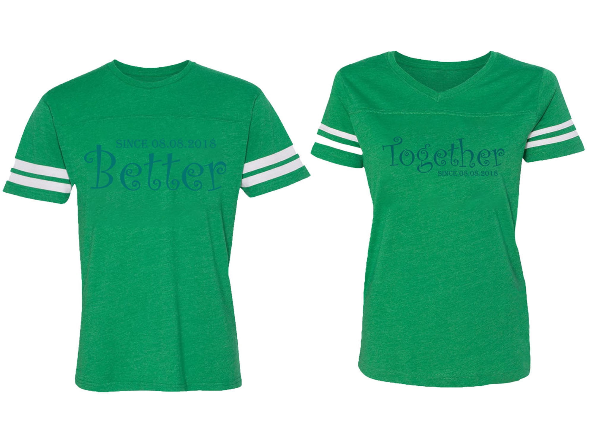 Better Together Matching Couple Cotton Jerseys (Men Green / Women Green ...