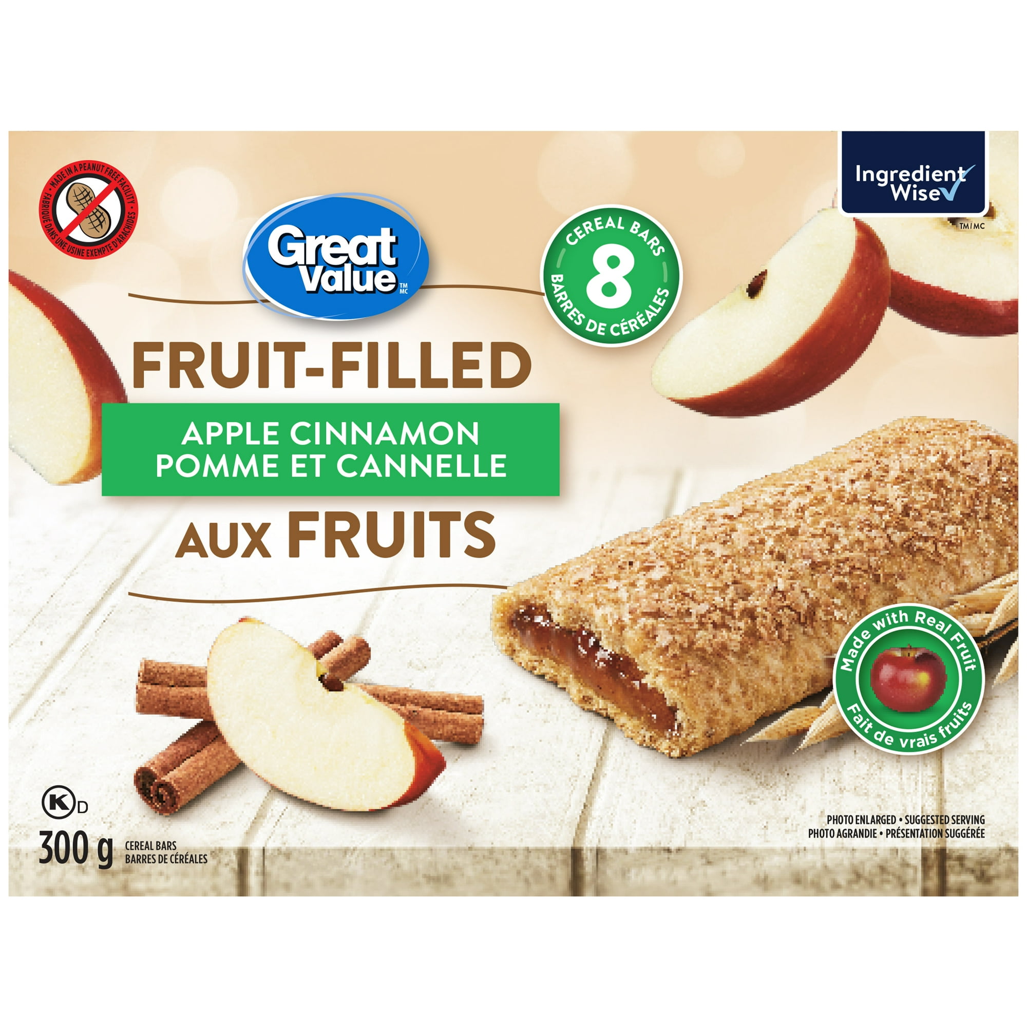 Click here for Great Value Apple Cinnamon Cereal Bars 300 G prices