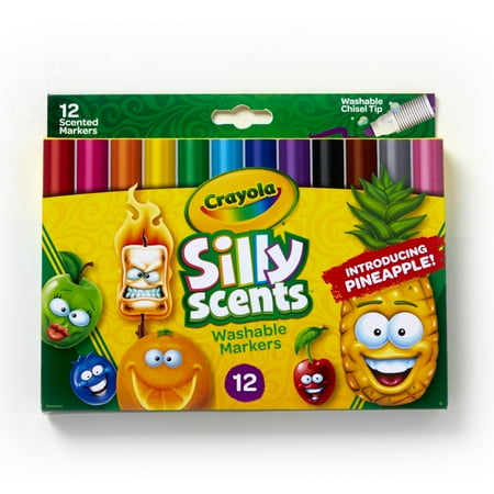 Crayola Silly Scents Washable Marker Set, 12-Colors, Chisel Tip ...
