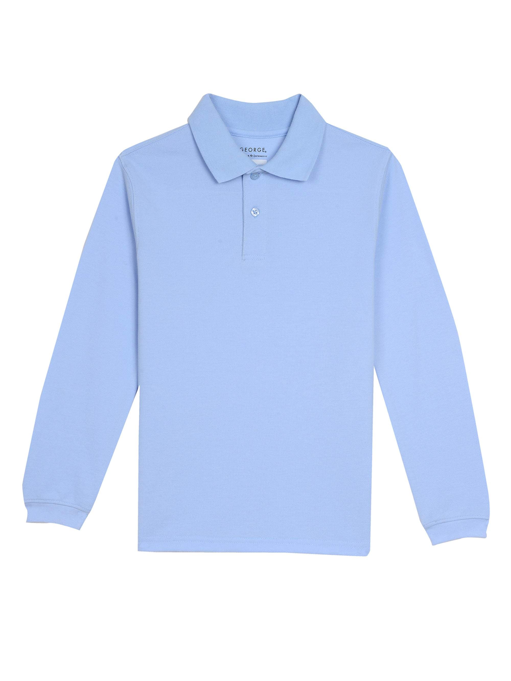 George Boys School Uniform Long Sleeve Pique Polo Shirt (Little Boys ...