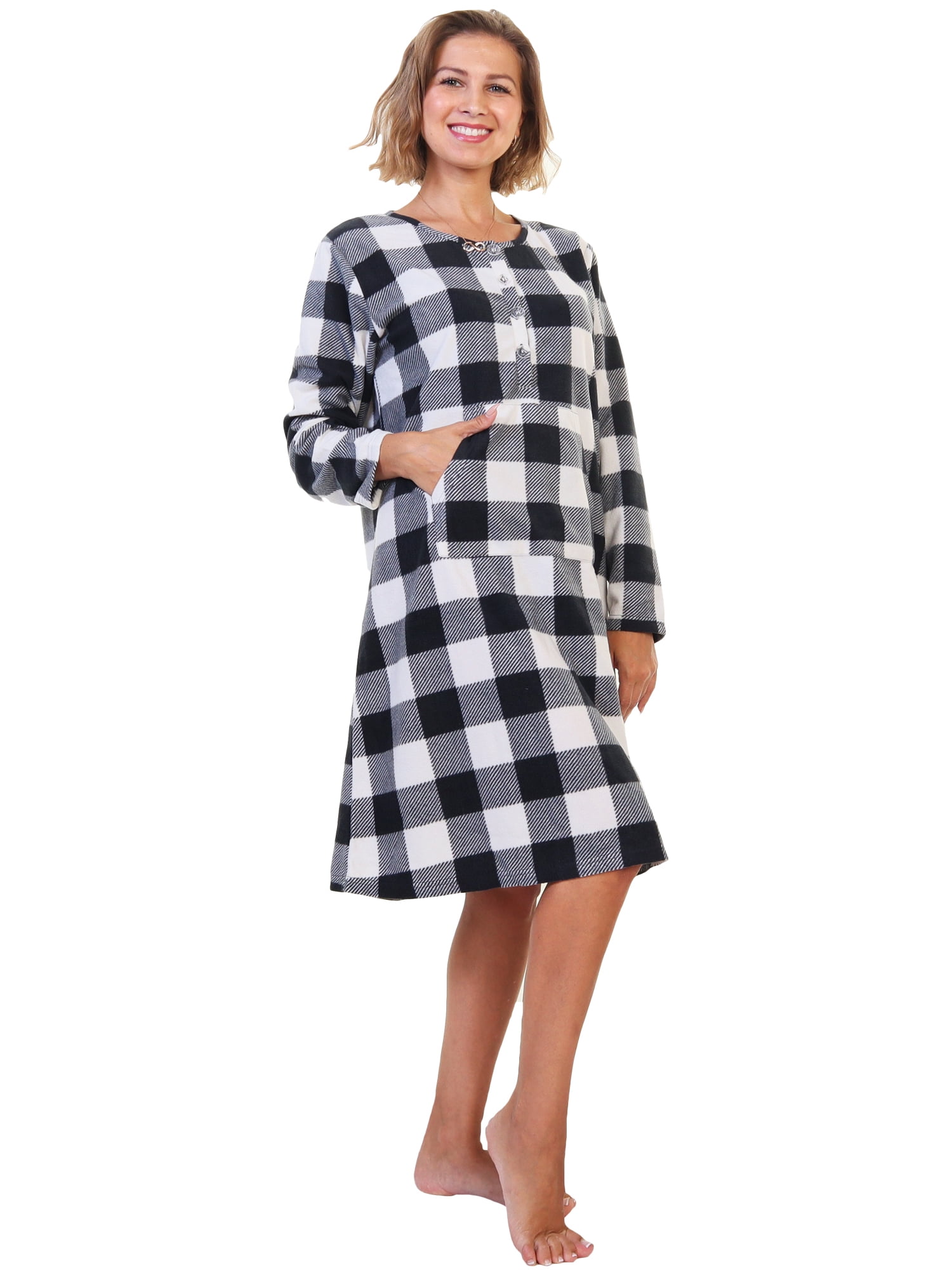 Angelina Cozy Fleece Pajama Long Sleeves Nightgown (1-Pack) - Walmart.com
