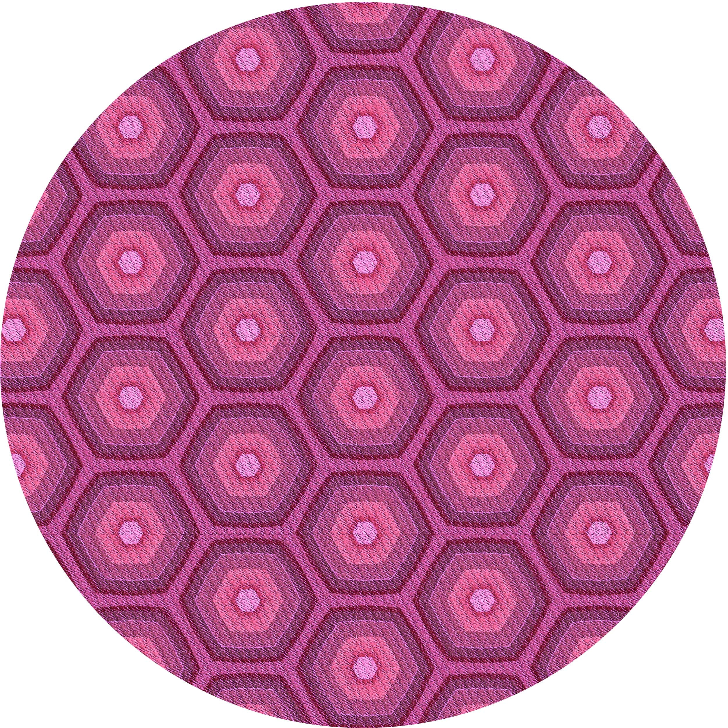 Ahgly Company Indoor Round Patterned Neon Pink Area Rugs, 8' Round ...