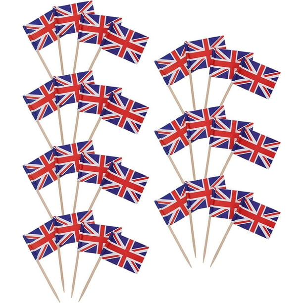 Woodsy Decor UK Flag Toothpick 200pcs Flag Cupcake Toppers Mini Stick ...