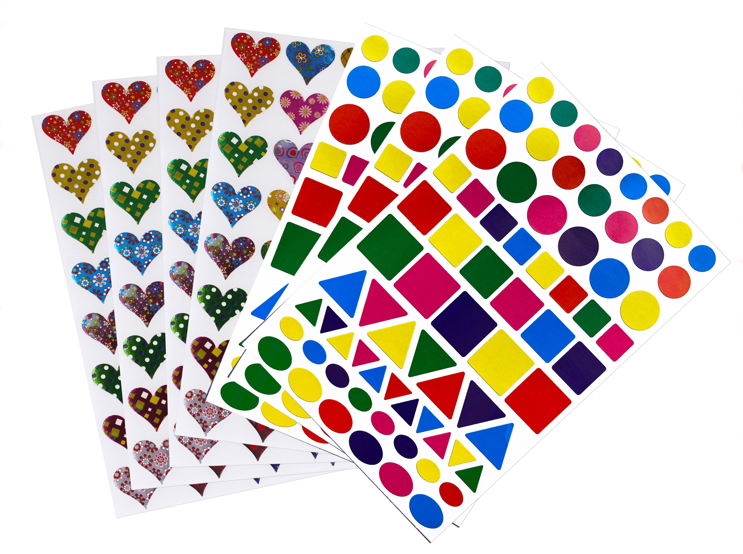 Royal Green Multi Color Labels Stickers Hearts, Dots, Squares, and ...
