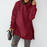 Oversized Hoodies for Women Side Split Tunic Sweatshirt Solid Color ...