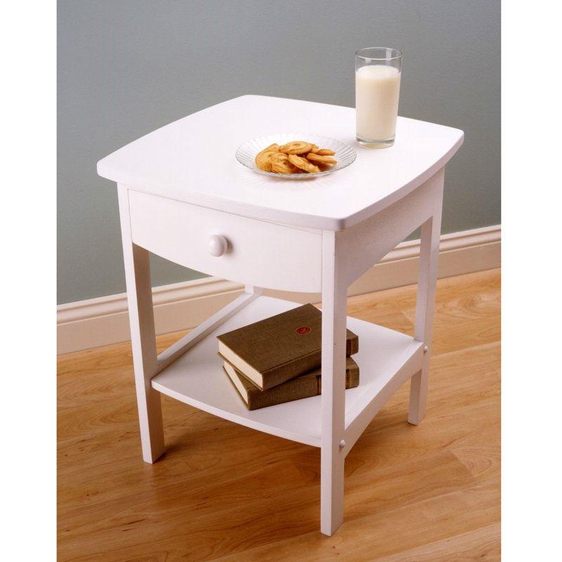 White Wood Contemporary 1-Drawer Bedside Table Nightstand - Walmart.com