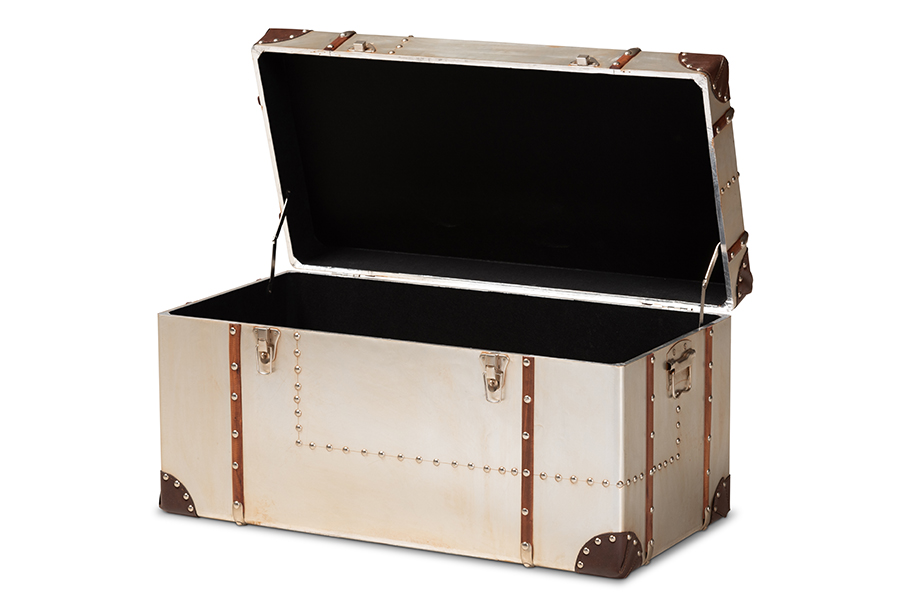 Baxton Studio 10 Gal. Wood and Metal Trunks, Silver - Walmart.com