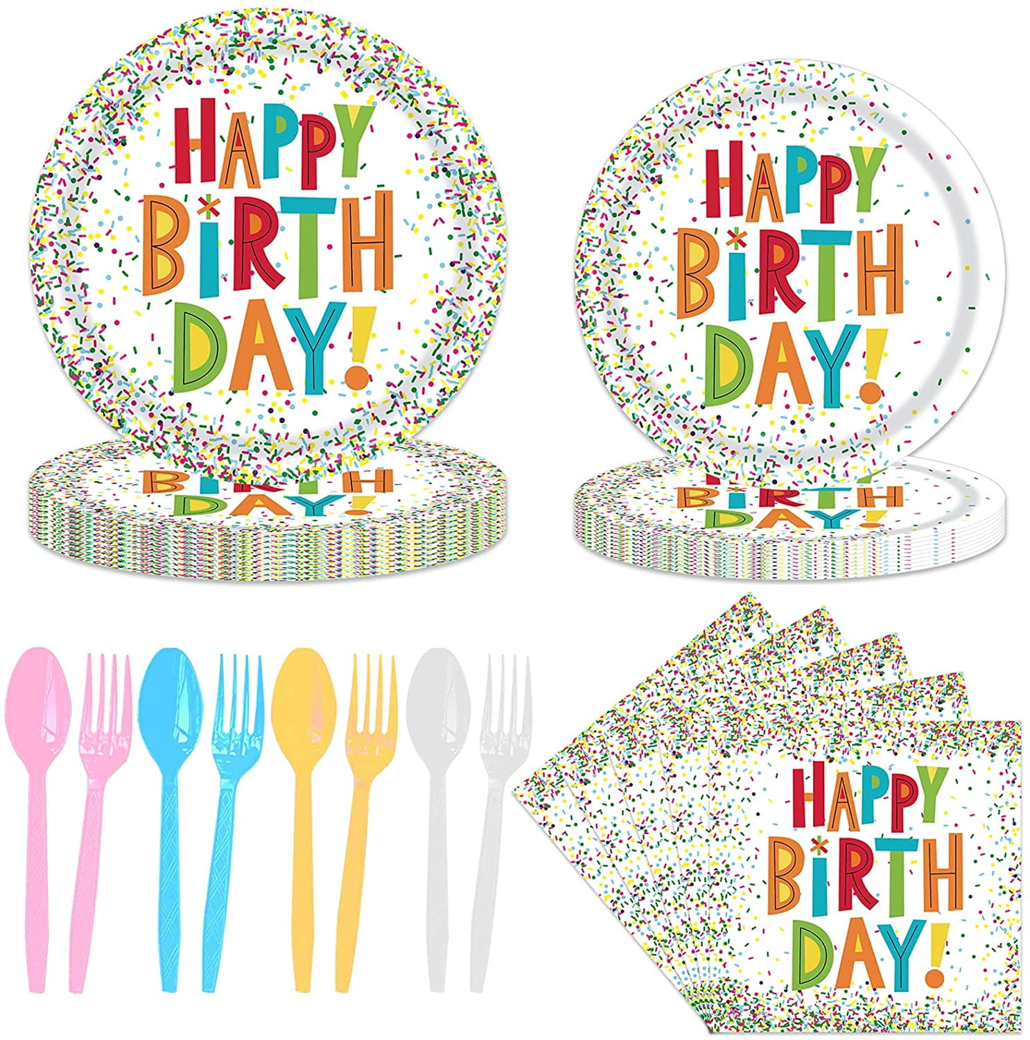 BMOUO 120 Pcs Confetti Birthday Party Tableware Set, Party Table ...