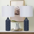 "Navy Blue Ceramic Table Lamps Set of 2, 25"" 3-Way Dimmable Nightstand ...