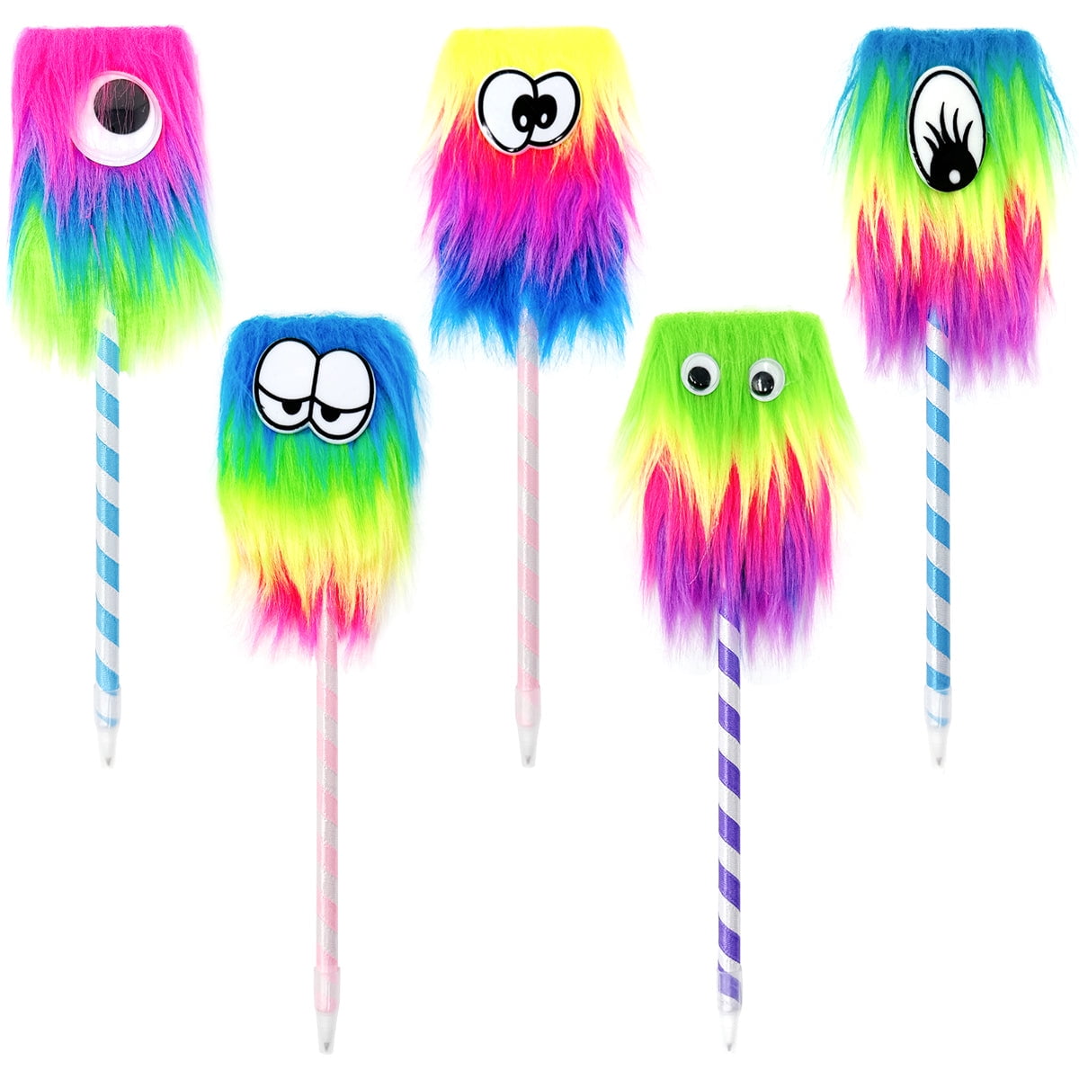 Wrapables Fluffy Rainbow Monster Pens (Set of 5) - Walmart.com