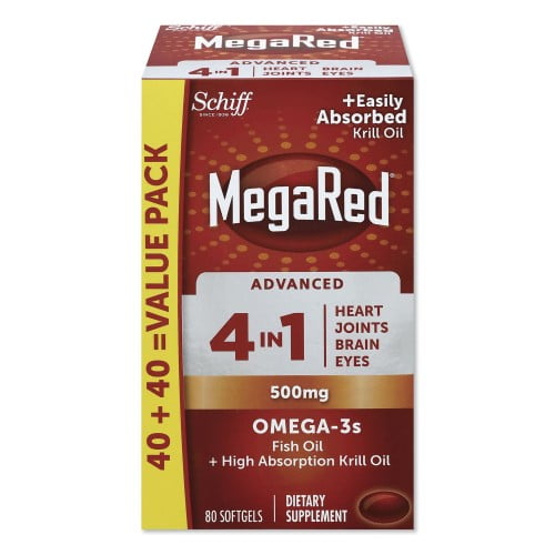 MegaRed-MegaRed Advanced 4 in 1 Omega-3 Softgel, 80 Count (98094EA ...
