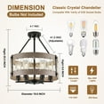 AFANQI Vintage Wood Round Chandelier Ceiling Black 6 Light Fixture ...