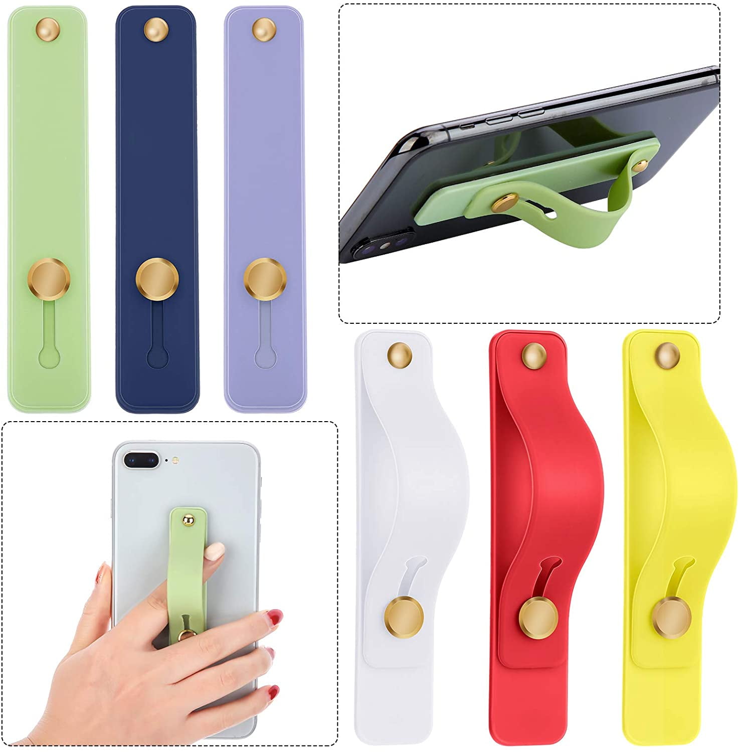 6 Pieces Phone Strap Grip Holder Finger Cell Phone Grip Telescopic ...