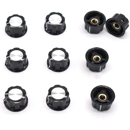 SICED 6mm Potentiometer Knob, 10 Pack Black Insert Volume or Tone ...