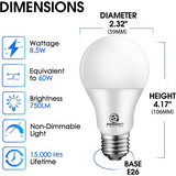 Energetic Bright 24-Pack LED Light Bulb 8.5W(60W EQ) A19 E26 Non ...