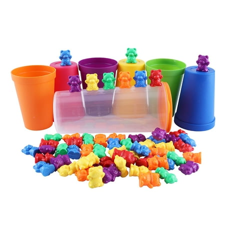 70 Pcs Counting Bears With Stacking Cups Rainbow Bear Counters With ...