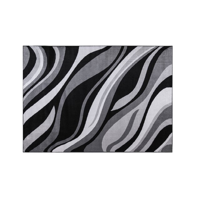 Arzezum Design Rectangular Area Rug for Living Room,1125 Abstract Black ...