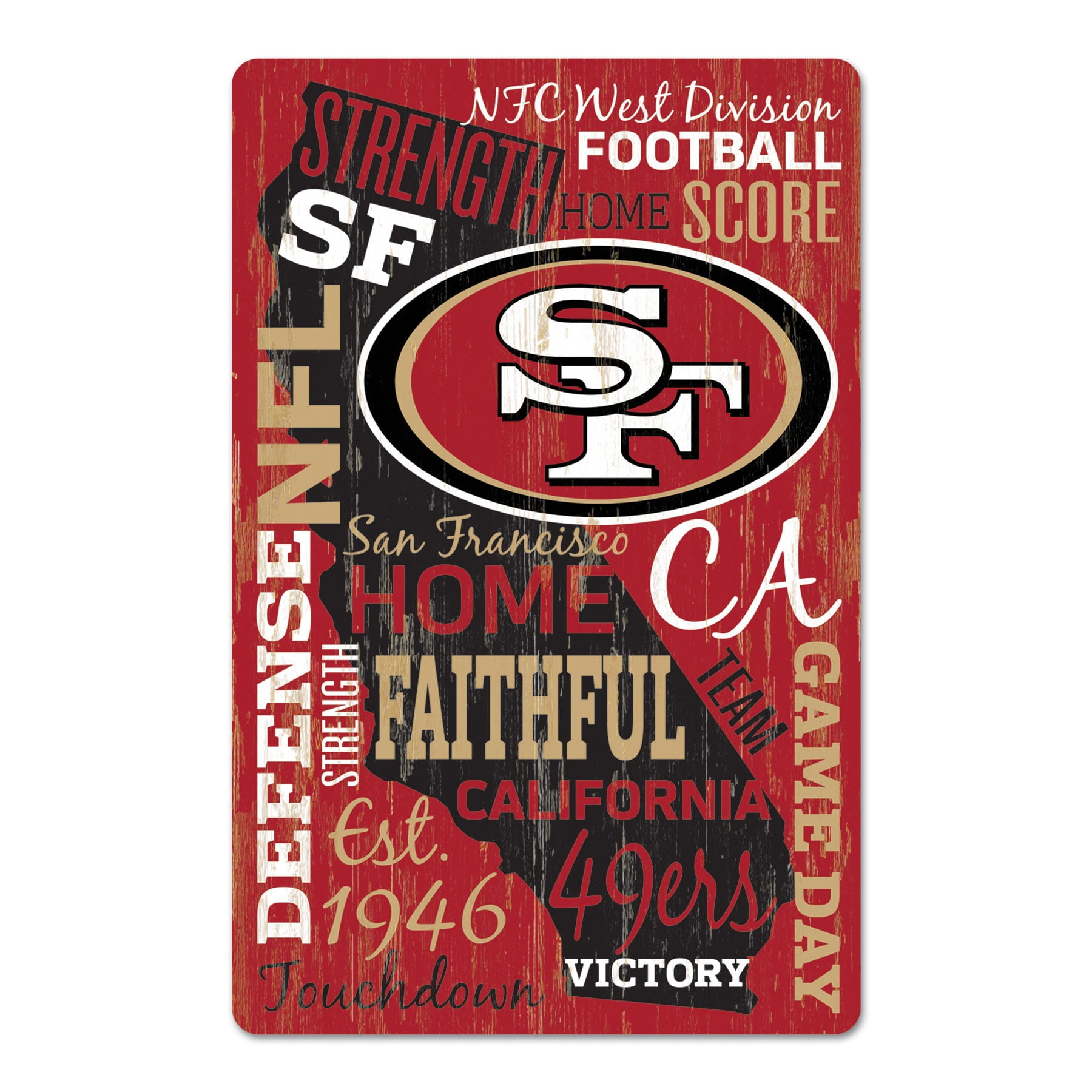 San Francisco 49ers Wooden Sign Home & Living Home Décor etna.com.pe