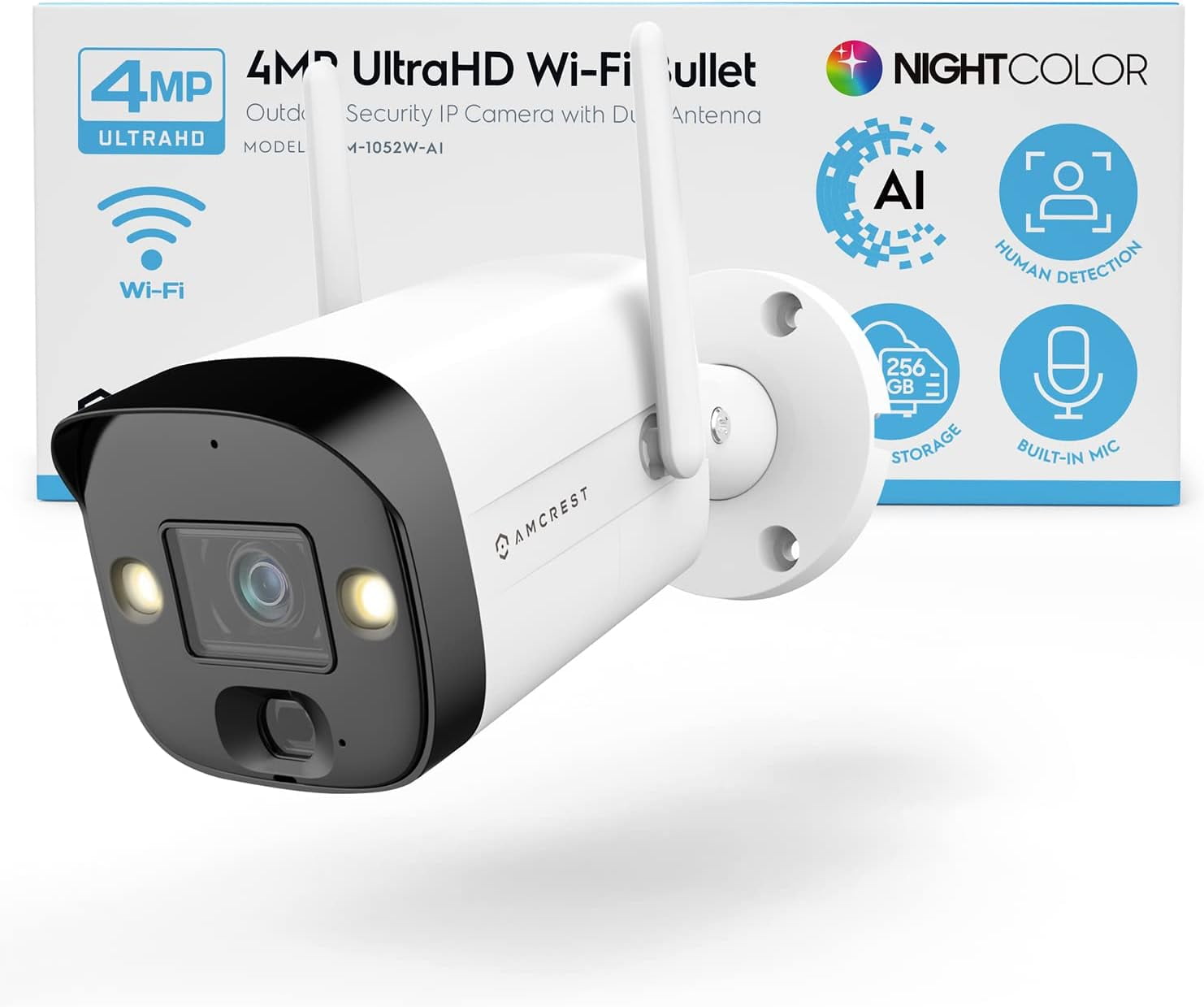 Amcrest 4MP UltraHD Bullet AI Outdoor Wireless Security IP Camera ...