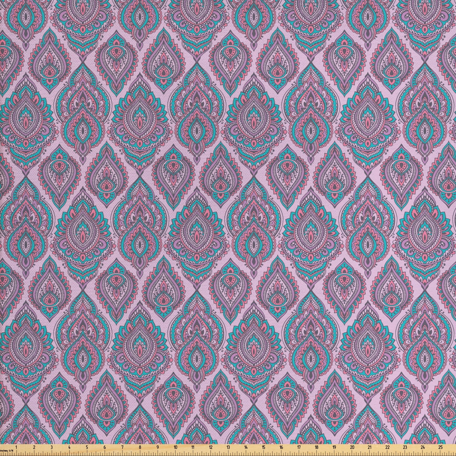 Art Deco Fabric by the Yard, Hand-drawn Floral Elements in Batik Style ...