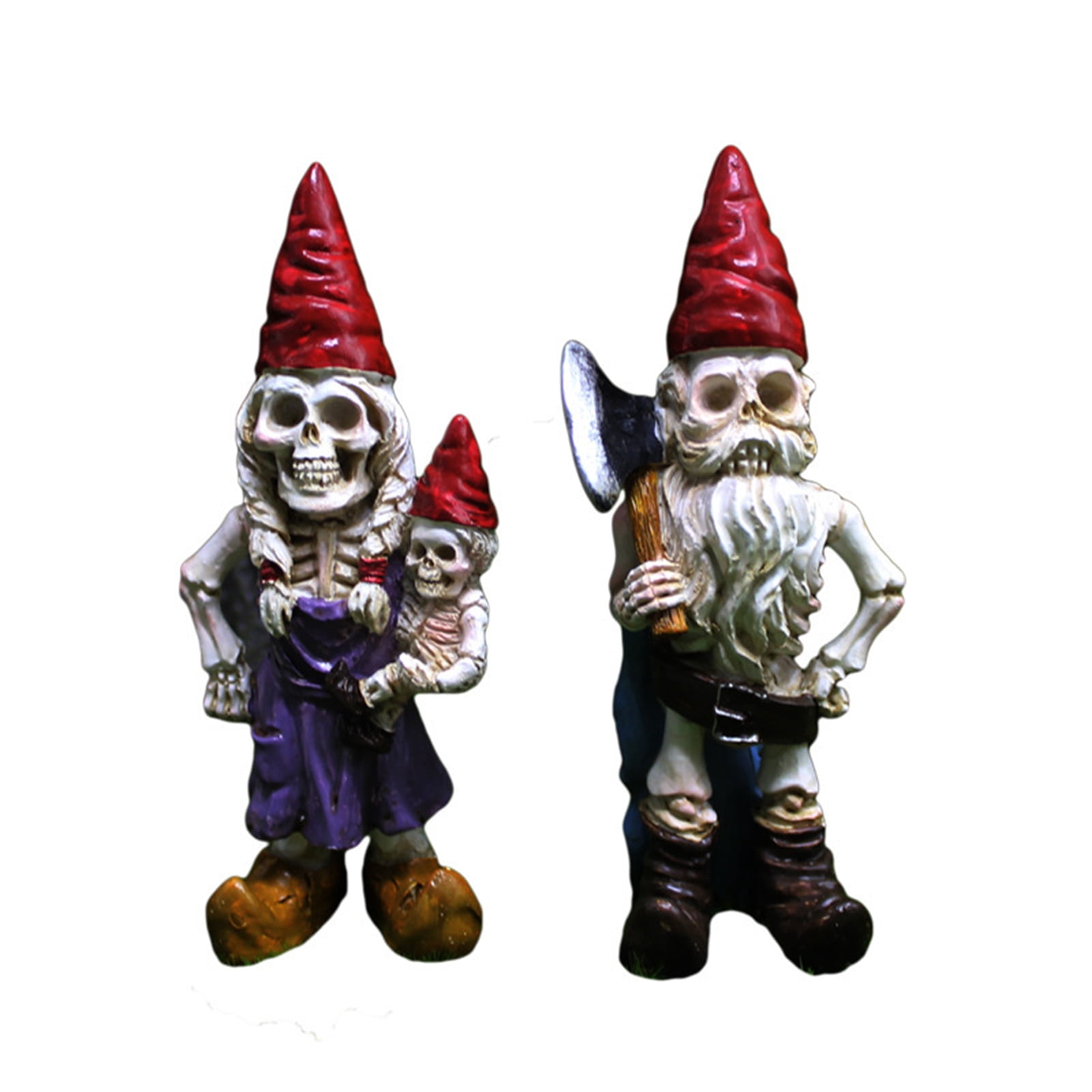 IMSHIE Gnome Family of 3 Statue Set Halloween Skeleton Gnome Sculptures ...