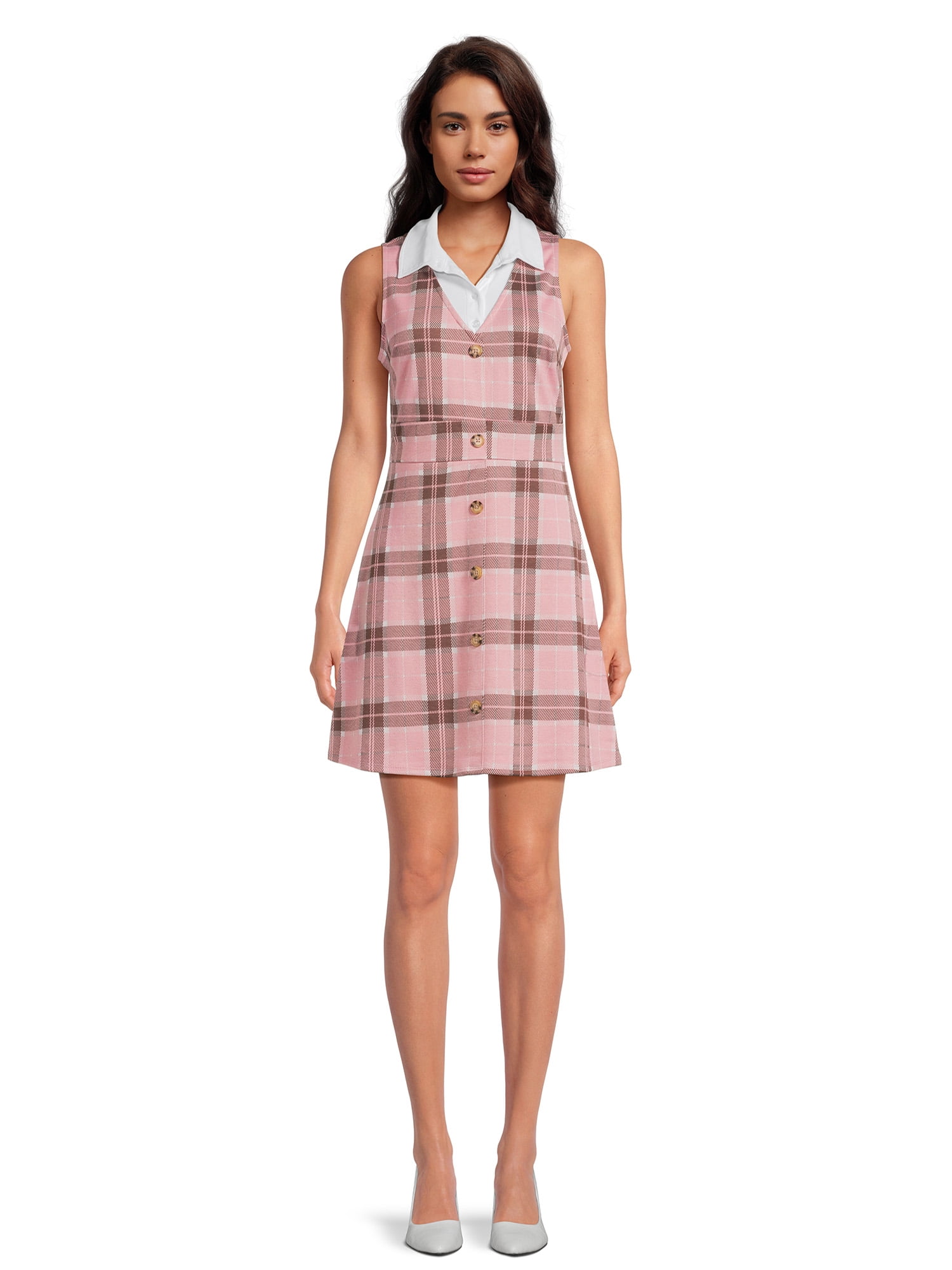 No Boundaries Juniors Plaid Two for One Dress - Walmart.com