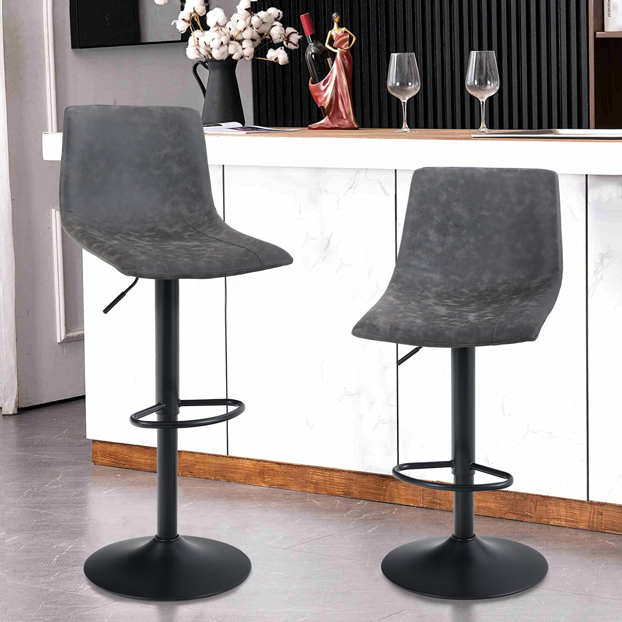 Sophia & William Metal Adjustable Height Swivel Bar Stools with PU ...