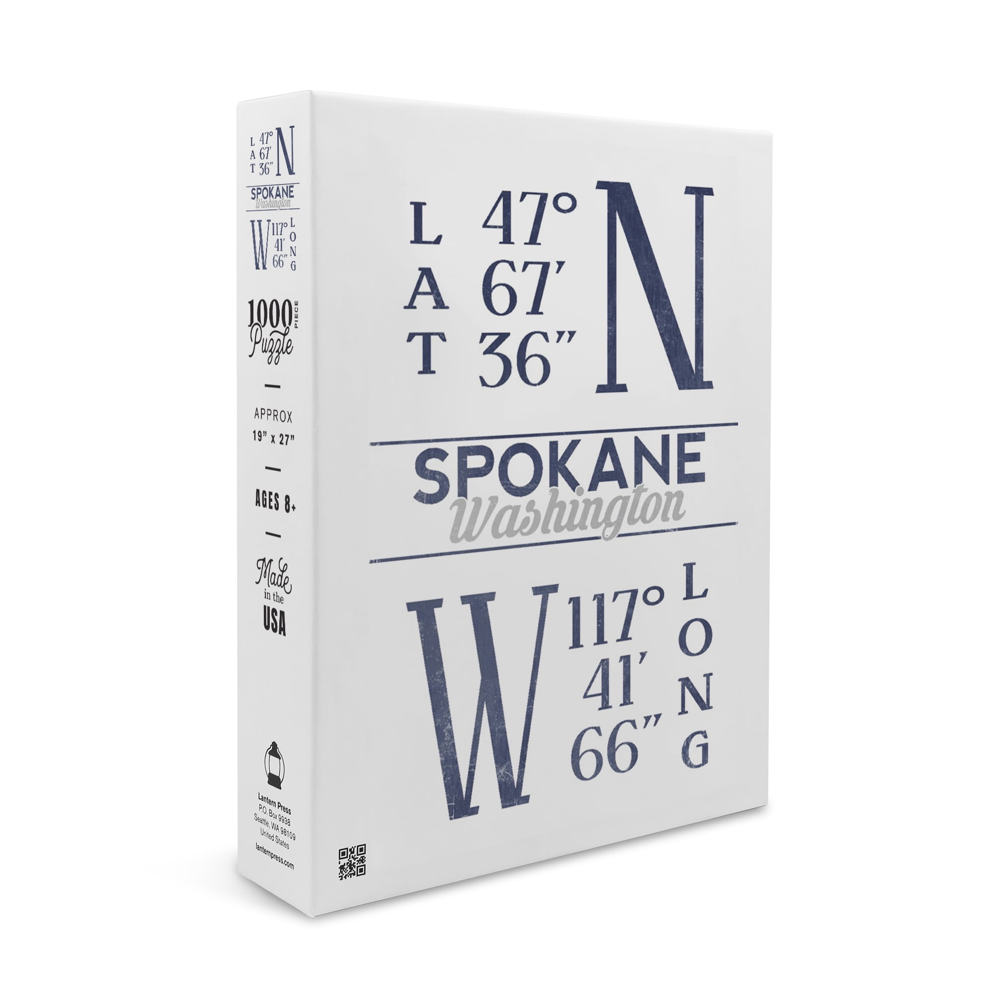 Spokane, Washington, Latitude and Longitude (Blue) (1000 Piece Puzzle ...