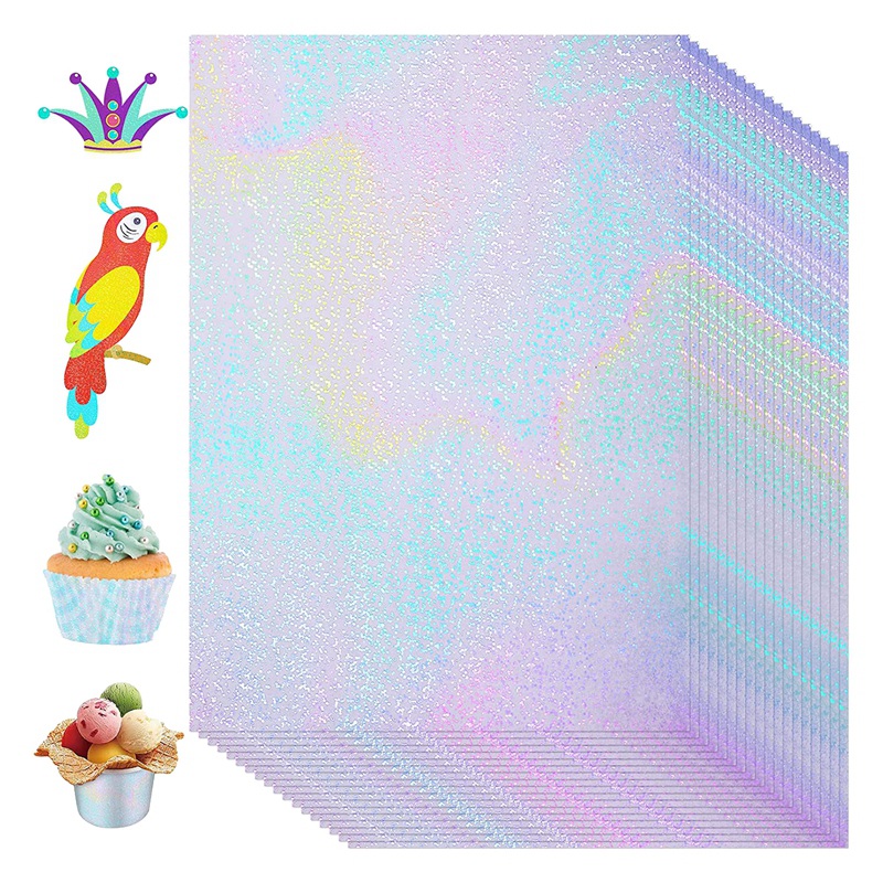 72 Sheets Holographic Sticker Paper Clear A4 Vinyl Holographic Laminate ...